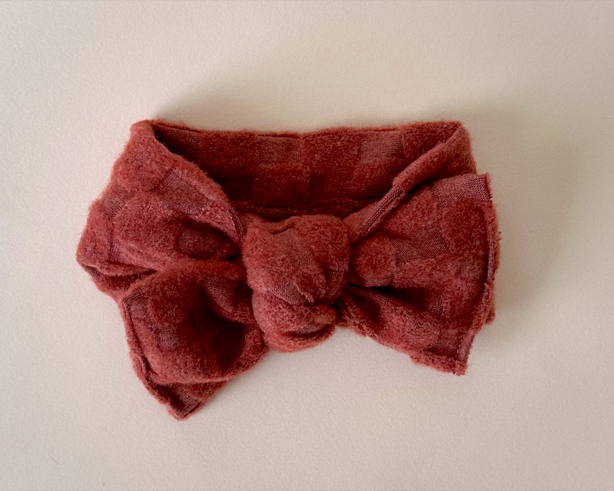 Brick Fuzzy Checker Tie On Headwrap – Bloom Headwraps